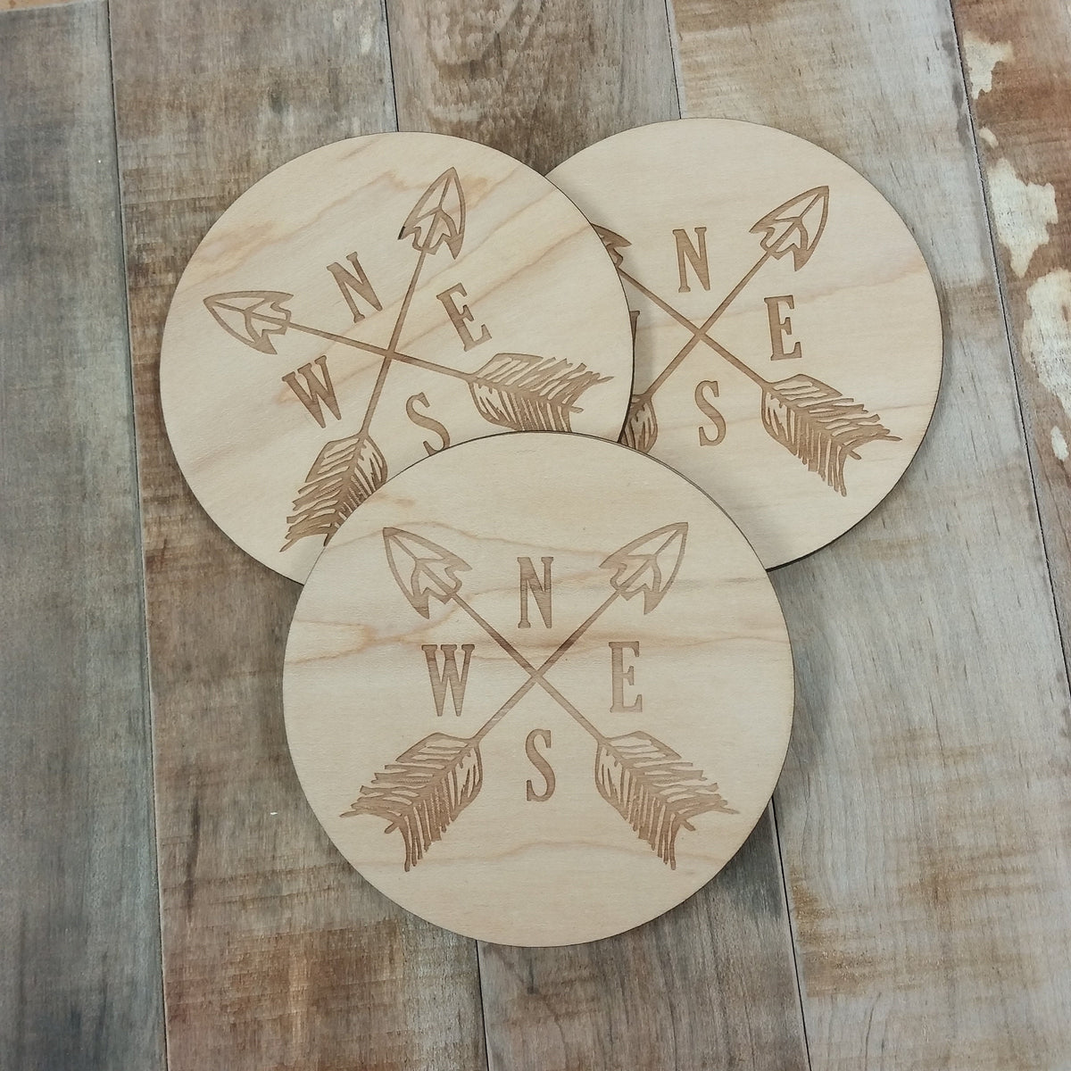 Arrow Compass- Laser Engraved Coaster 4 Set – LaserLingo